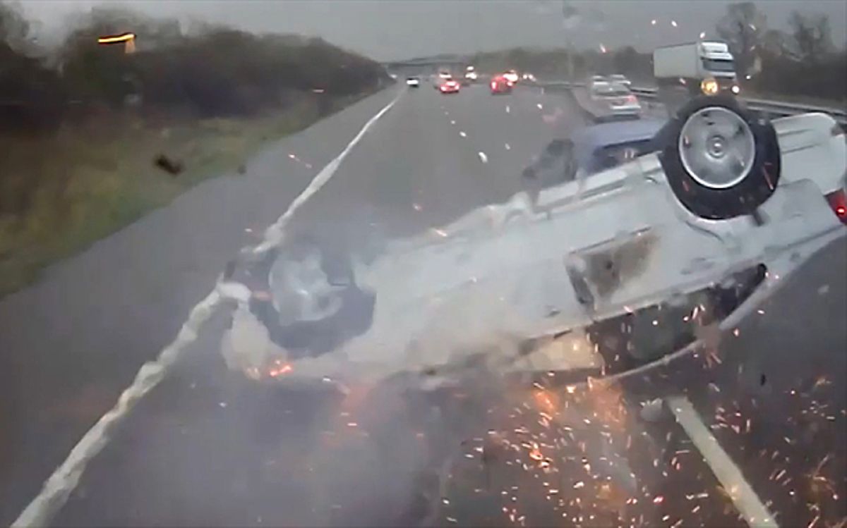 VIDEO: Driver crashes car onto roundabout wall in Mombasa