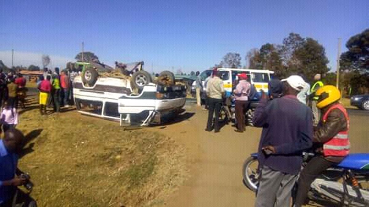 PHOTOS: Pupil killed as school van is involved in road accident in Eldoret