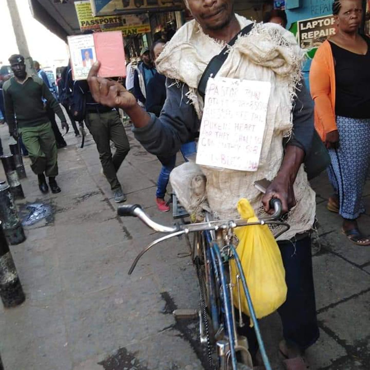 Rag-dressed pastor rides from Kisii to Nairobi on bicycle in search of ...